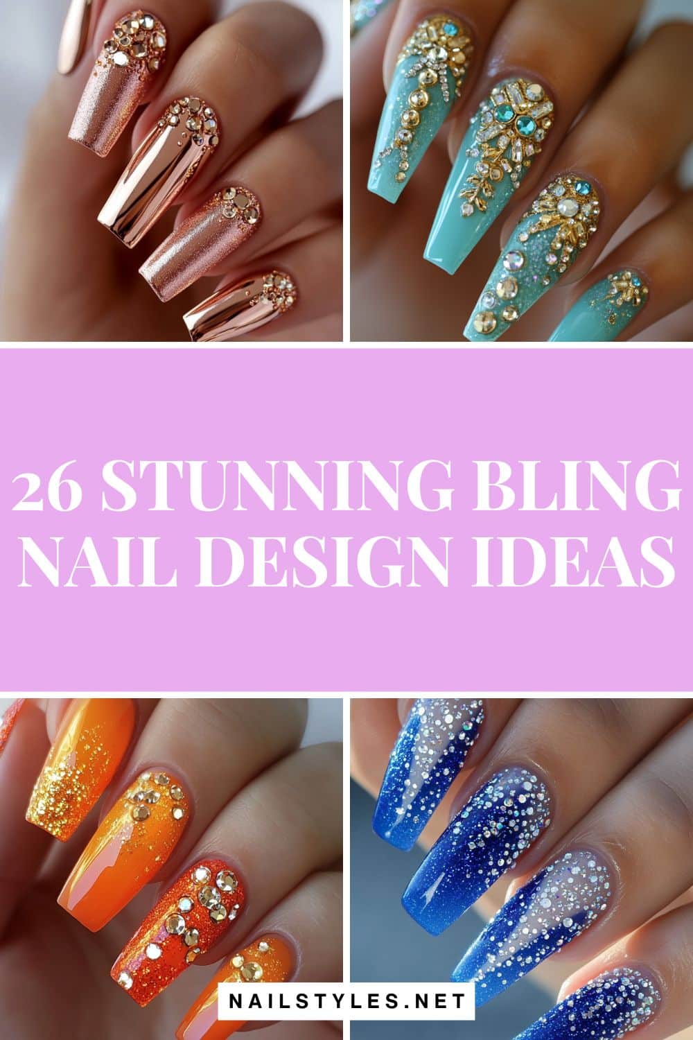 26 Stunning Bling Nail Design Ideas 2025 – Nailstyles